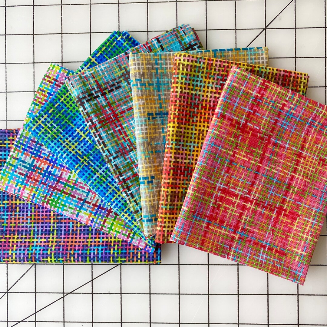 Printed DONEGAL TWEED PLAID 7 Piece Fat Quarter Bundle Set Fabric 100% ...