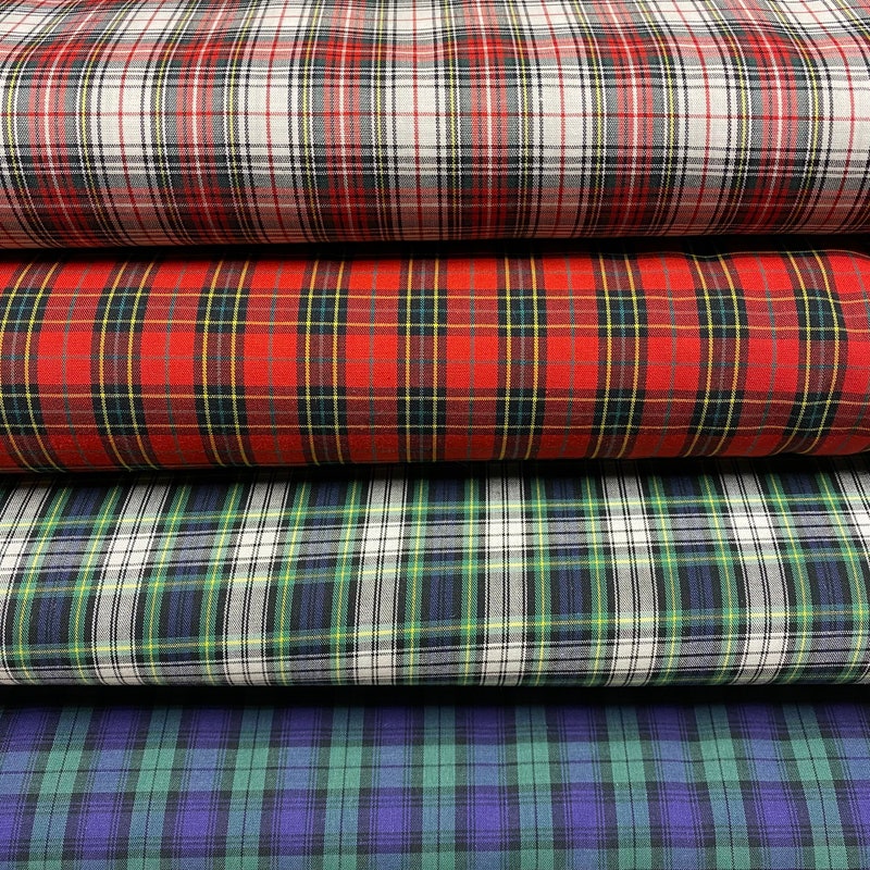 Blue and Green Plaid Fabric - Etsy