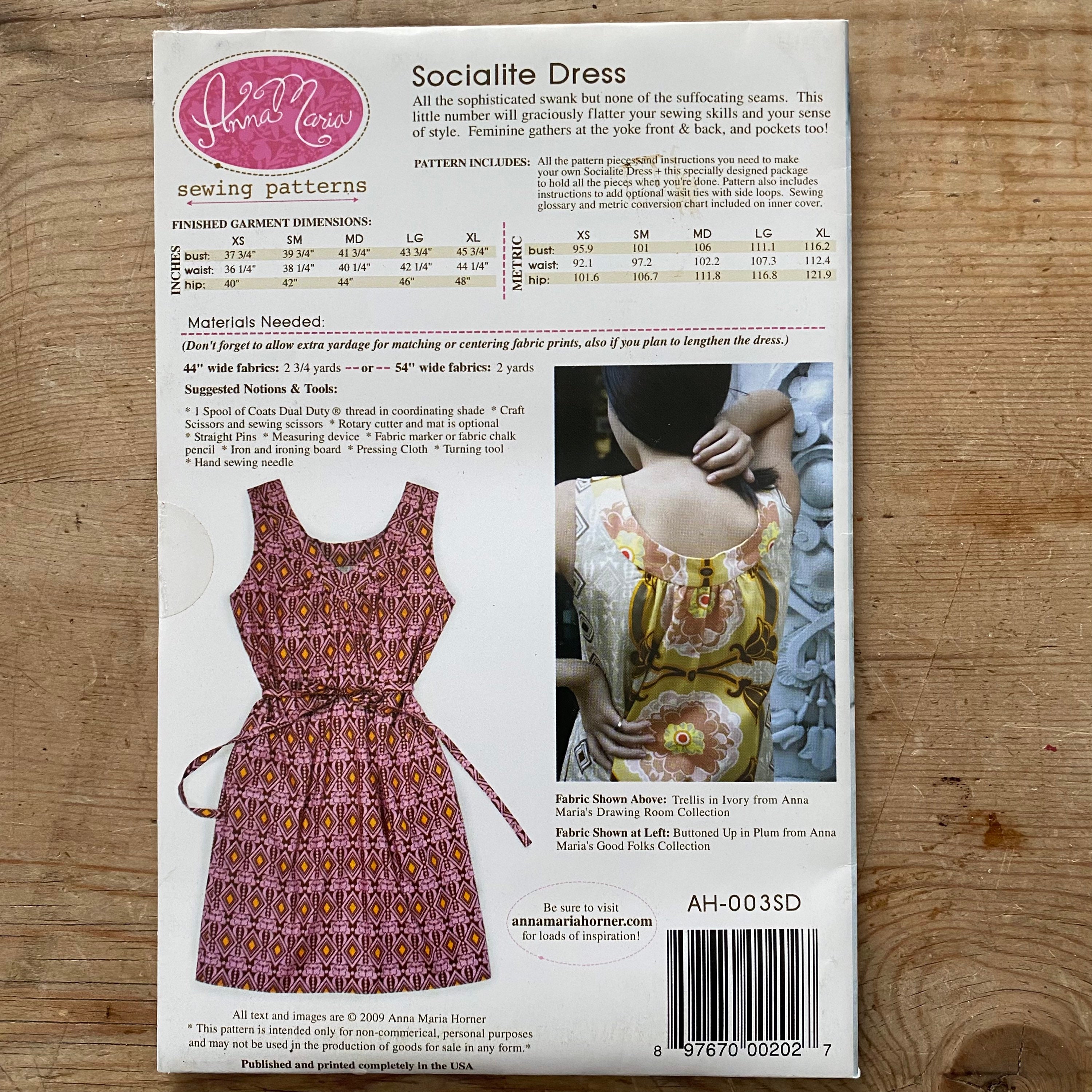 Anna Maria Horner Sewing PATTERNS Socialite DRESS | Etsy