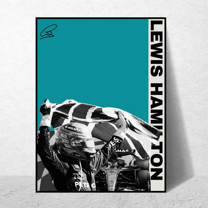 Lewis Hamilton F1 Signed Win Poster | Mercedes AMG Digital Print F1 ...