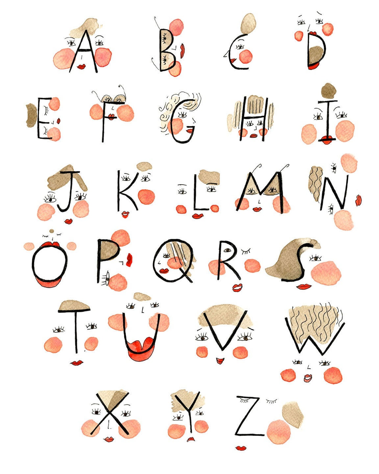 Face Alphabet Print - Etsy