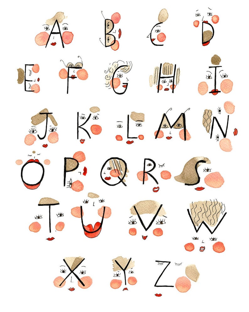 Face Alphabet Print - Etsy