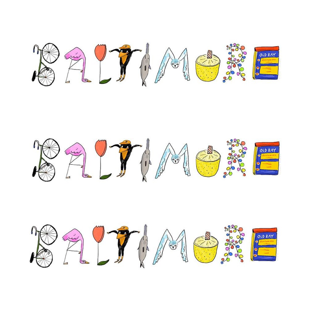 BALTIMORE Illustrated Lettering Sticker - Etsy