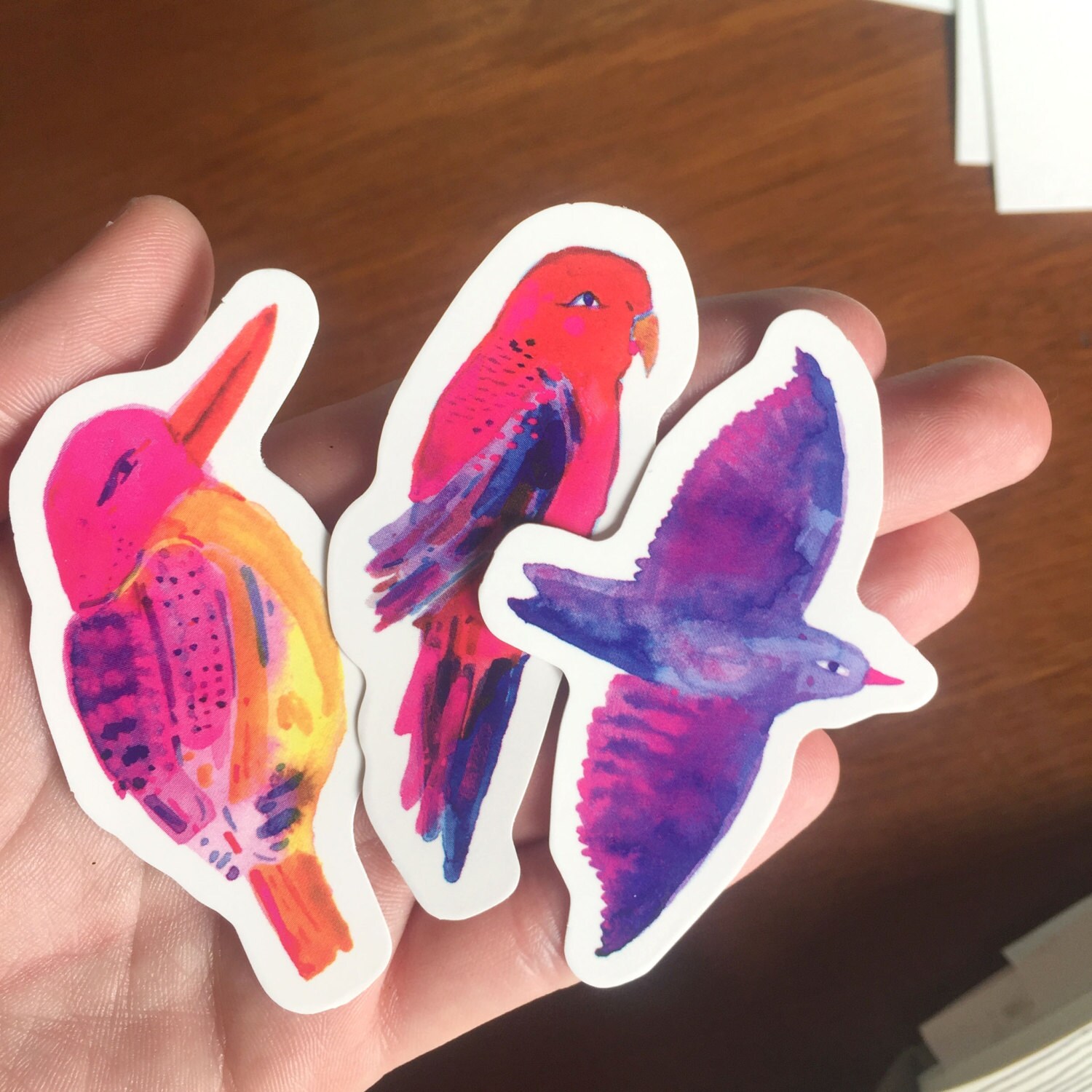 BIRD STICKERS: Watercolor Illustrated Colorful Bird Stickers | Etsy