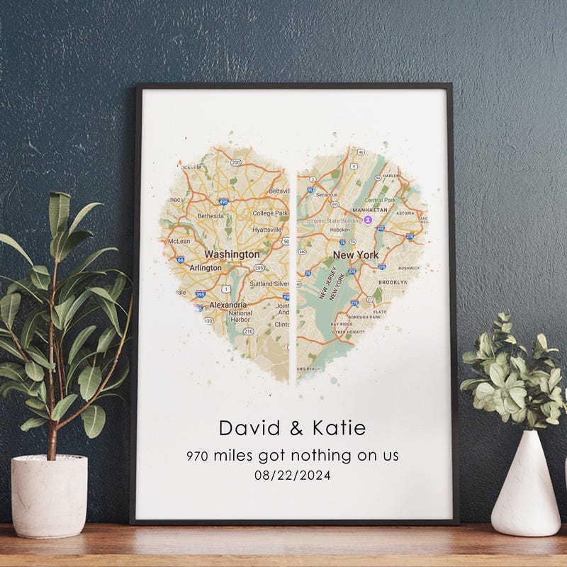 Heart Shaped Map - Etsy