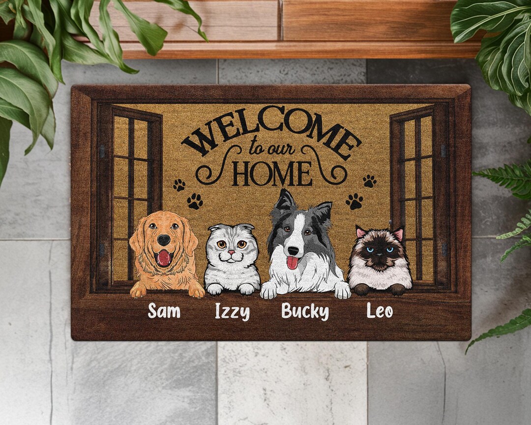 Personalized Doormats With Dogs, Pet Doormat, Custom Dog Cat Doormat ...