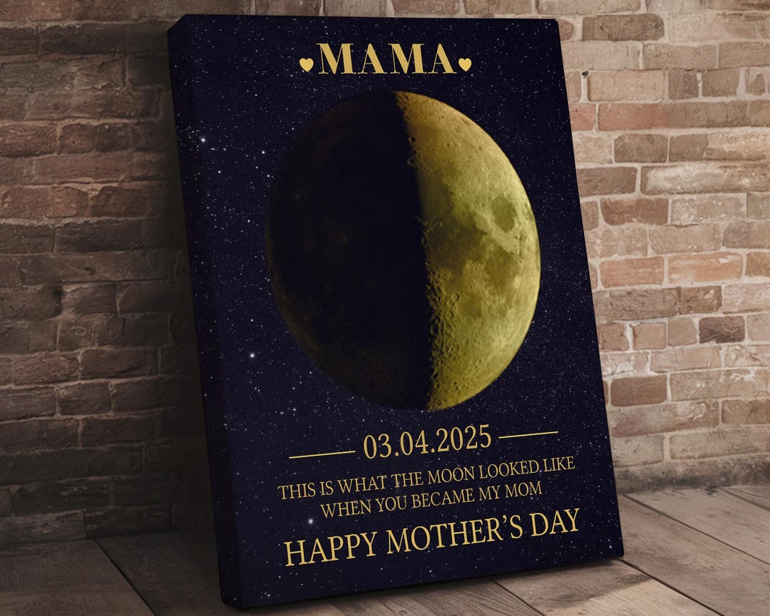 The Day You Became My Mom Moon Phase Canvas, Personalized Moon Phase ...