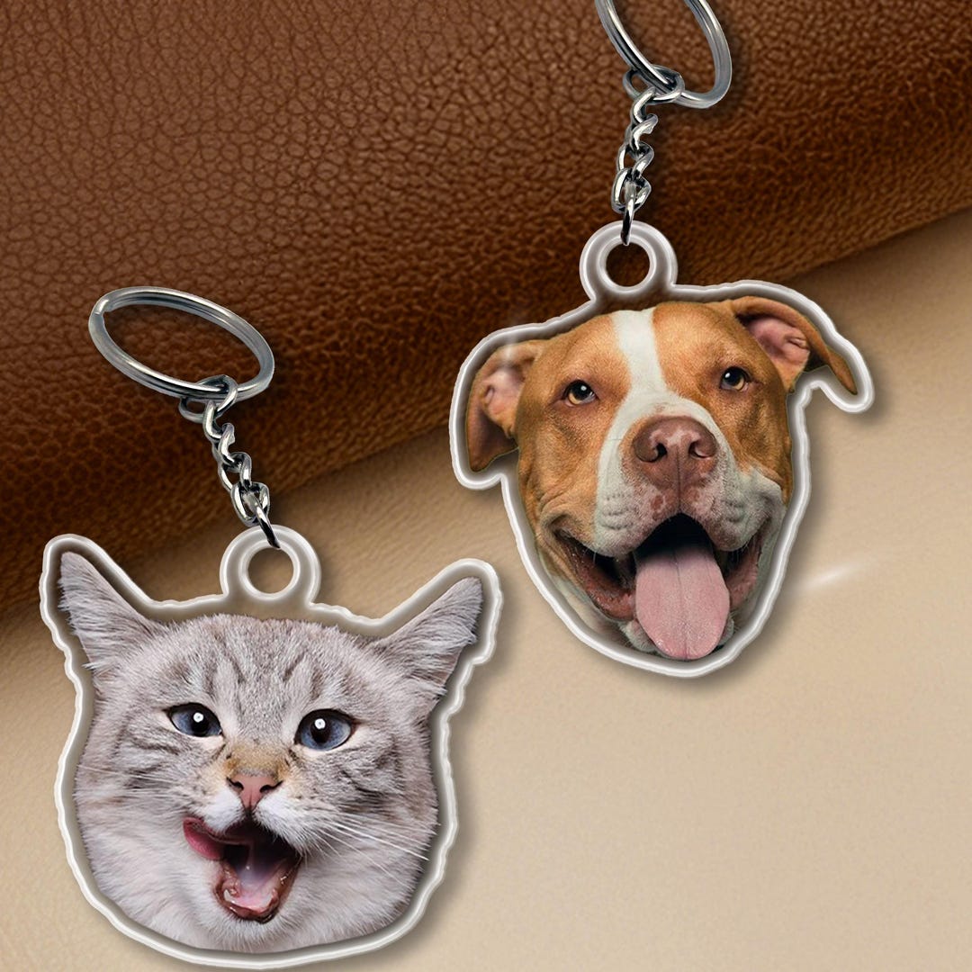 Custom Acrylic Cat Keychain, Pet Photo Keychain, Cat Picture Keychain ...