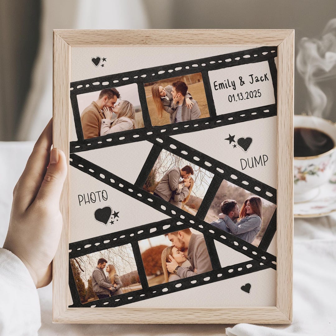 Custom Couple Photo Collage Valentine Gift for Her, Personalized Film ...