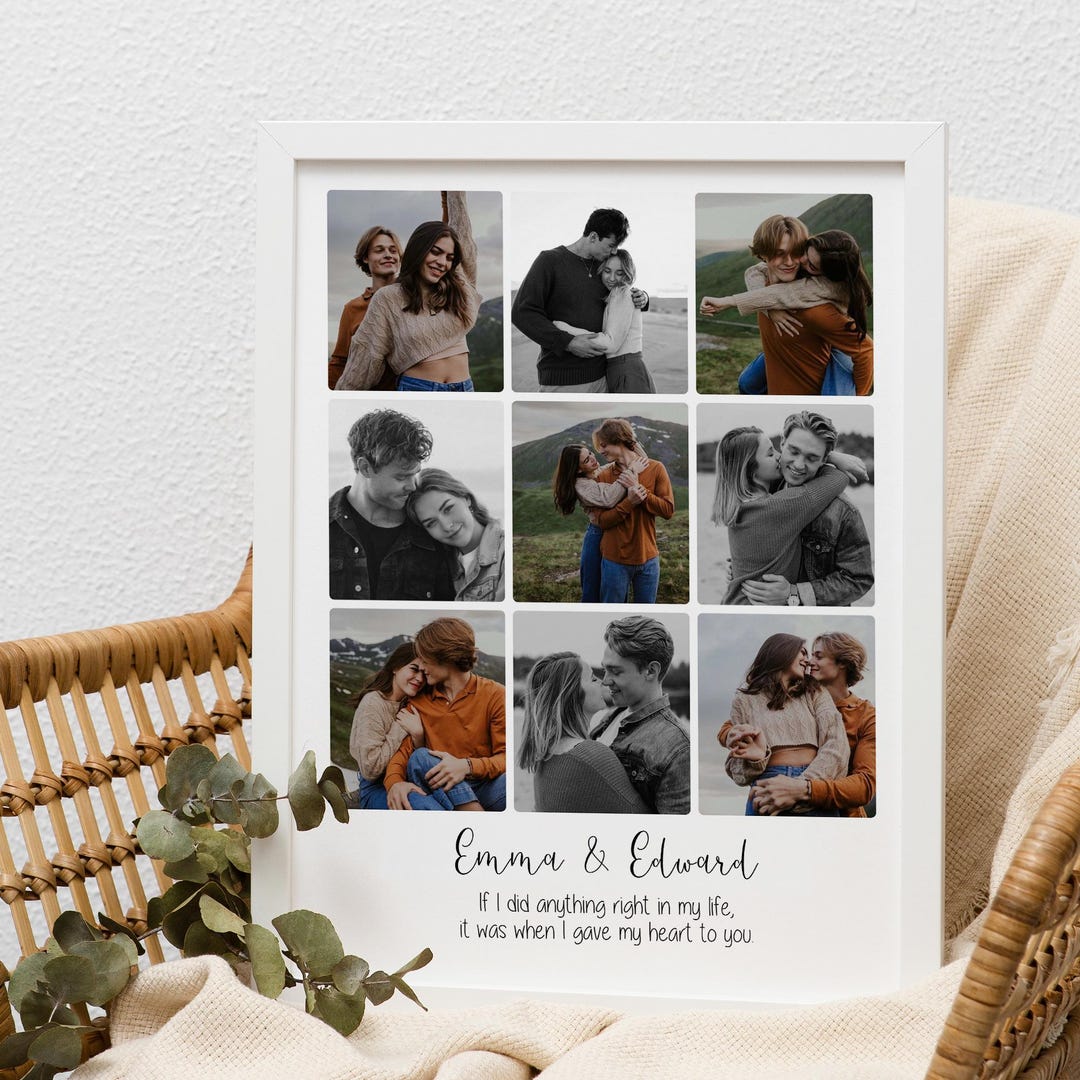 Custom Photo Collage Poster Wall Art, Personalized Photo Couple Gift ...