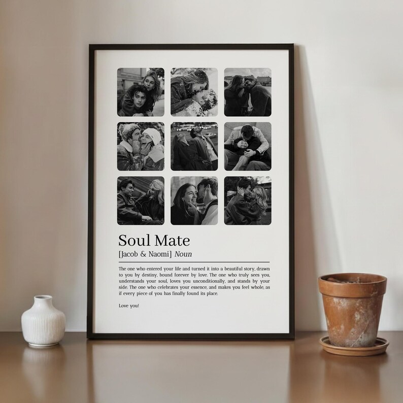 Soul Mate Definition Valentines Gifts for Him, Couple Photo Collage ...