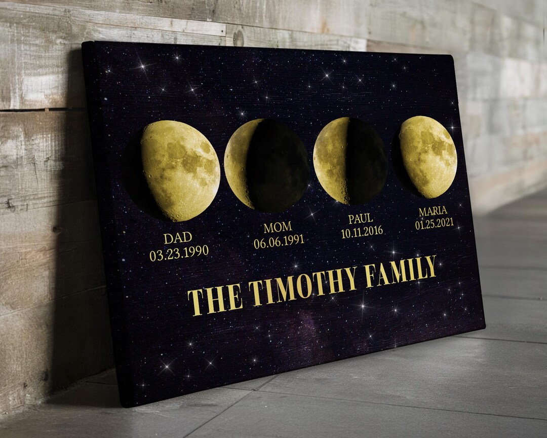 Custom Family Moon Phase Wall Art, Personalized Family Moon Phase by ...