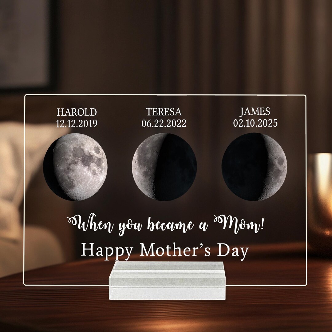 Family Moon Phase Acrylic Plaque, Personalized Moon Phase by Date Gift ...