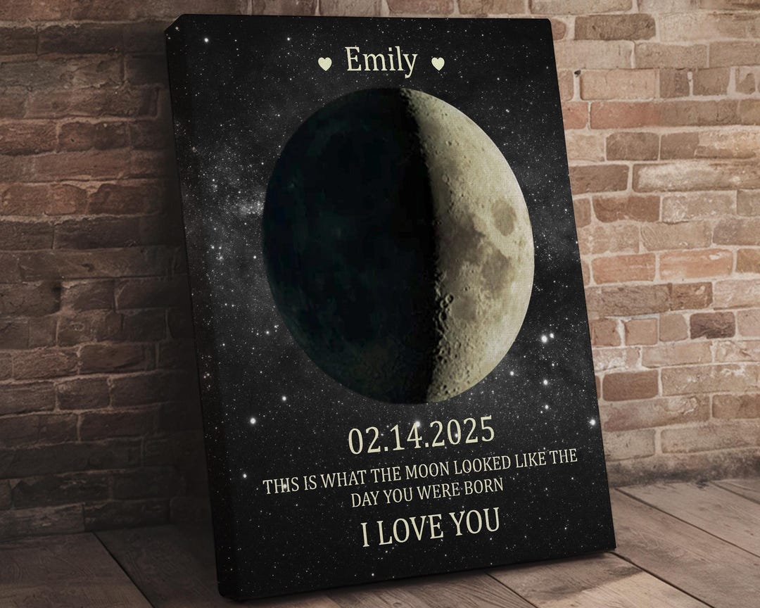 Moon Phase Birthday, the Day You Were Born Moon Phase Canvas, Moon ...