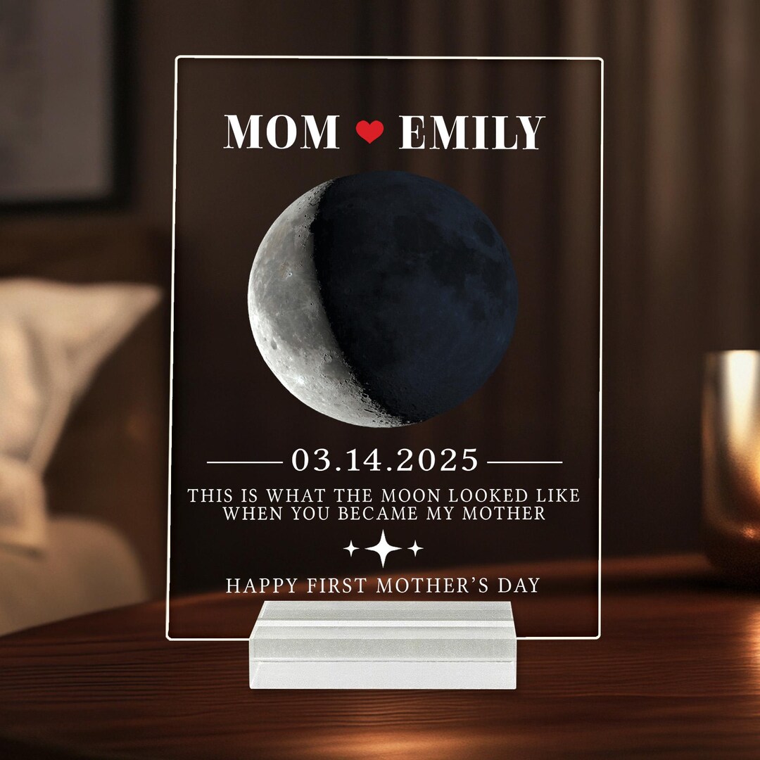 Personalized Moon Phase by Date Gift, Mom Moon Phase Acrylic Plaque ...