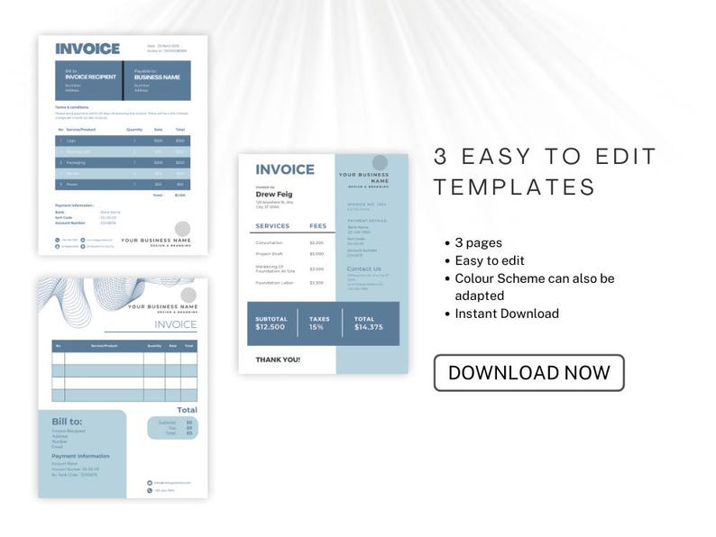 Colourful Invoice Bundle for Creatives – Editable, Eye-catching ...