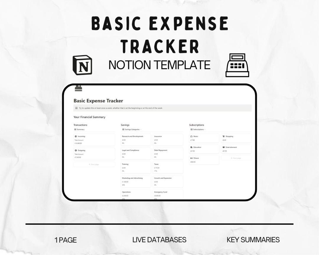 Notion Expense Tracker Template Digital Budget Planner for Personal ...