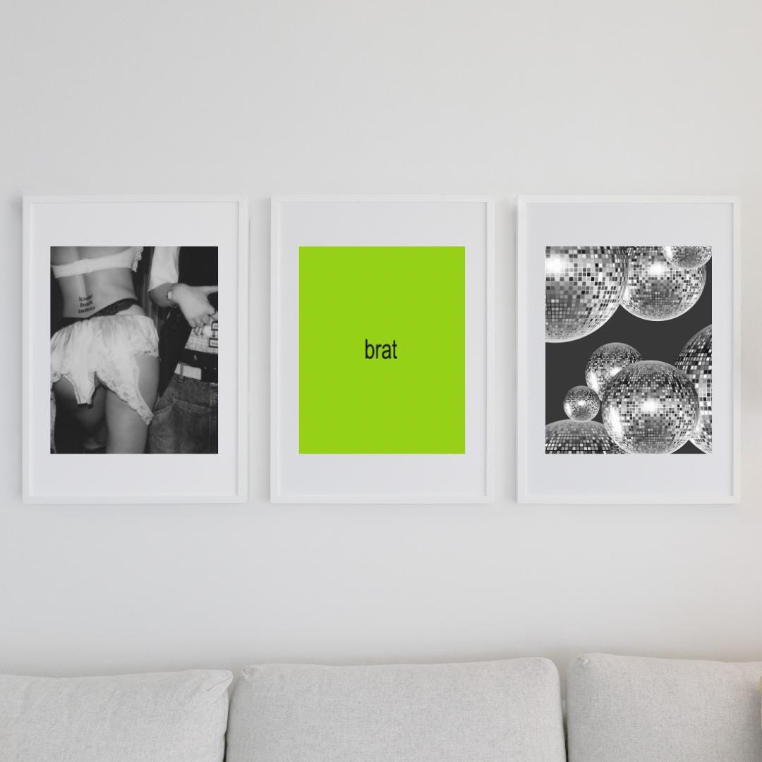 Charli XCX Posters Set of 3 Brat Album Prints Guess Billie Eilish Y2K ...