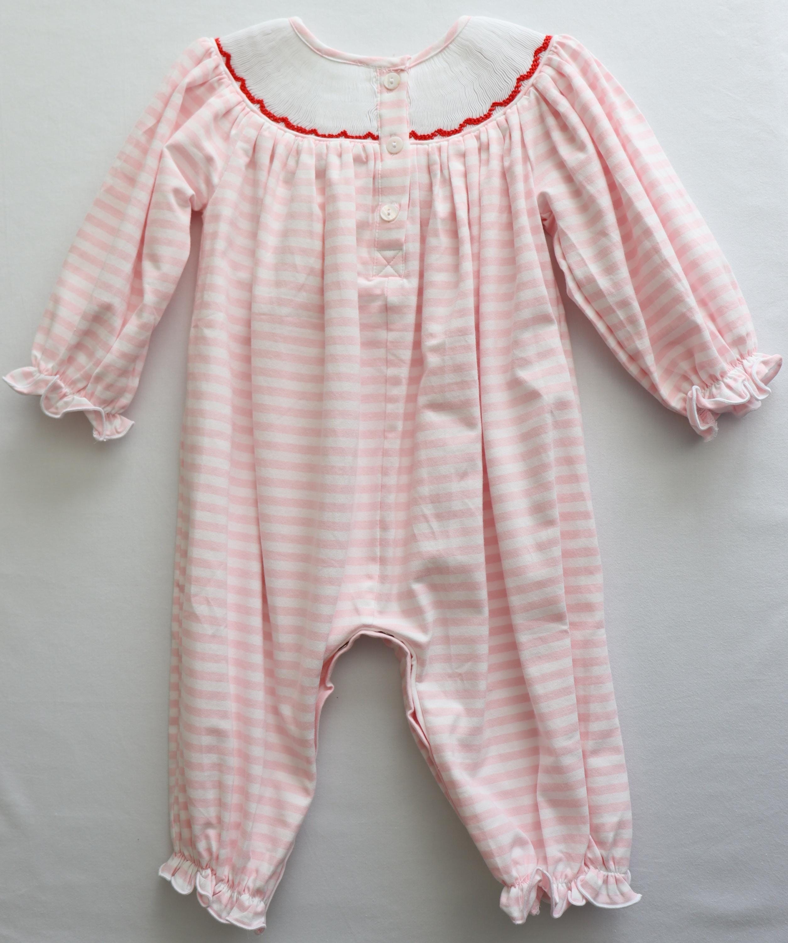 Pink Striped Smocked Heart Romper - Etsy