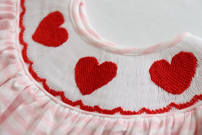 Pink Striped Smocked Heart Romper - Etsy