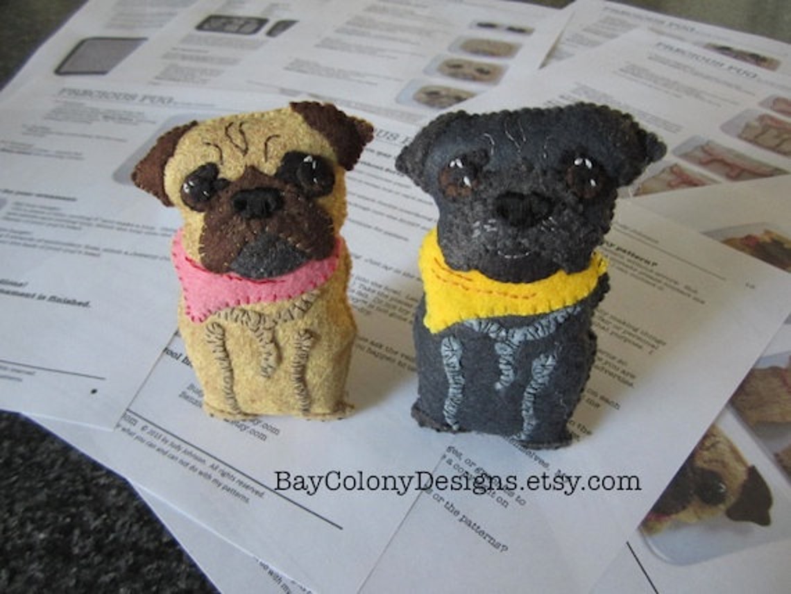 INSTANT DOWNLOAD Felt Ornament Sewing Pattern Precious Pug - Etsy