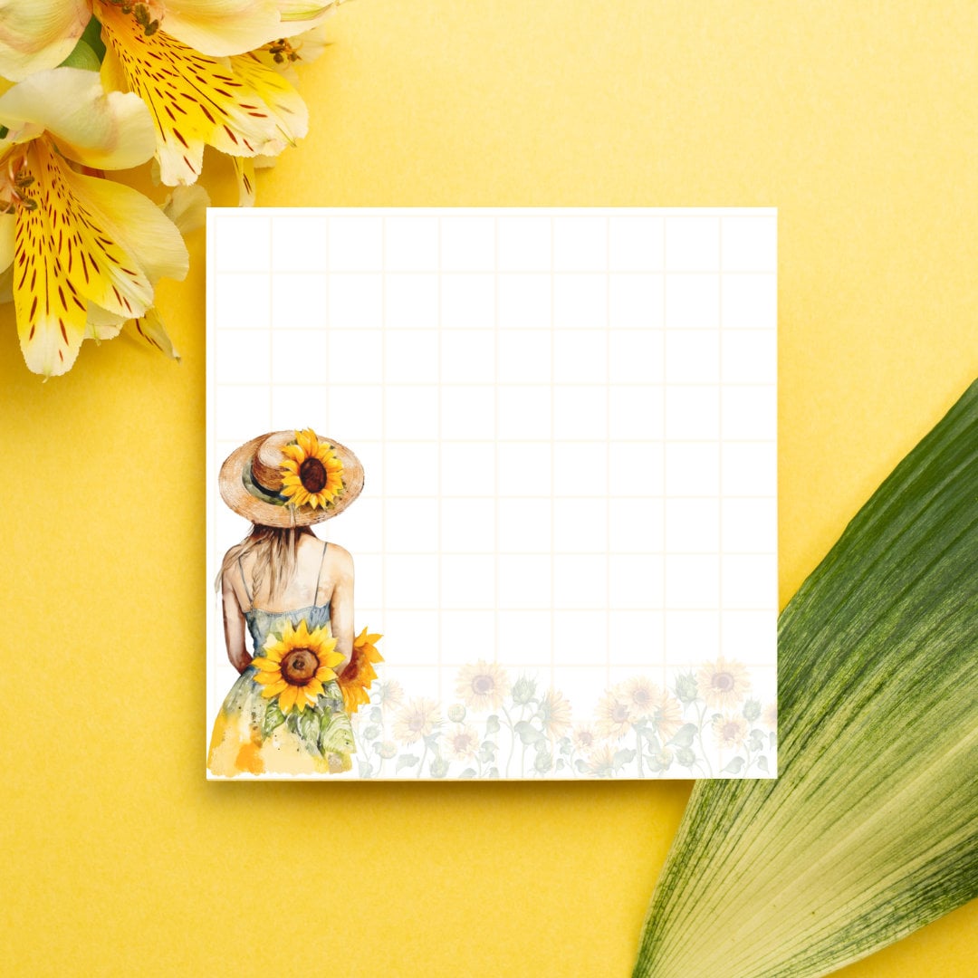 Floral Memo Pad, Printable Notepad, Square Notepad, Flower Girl Memo ...