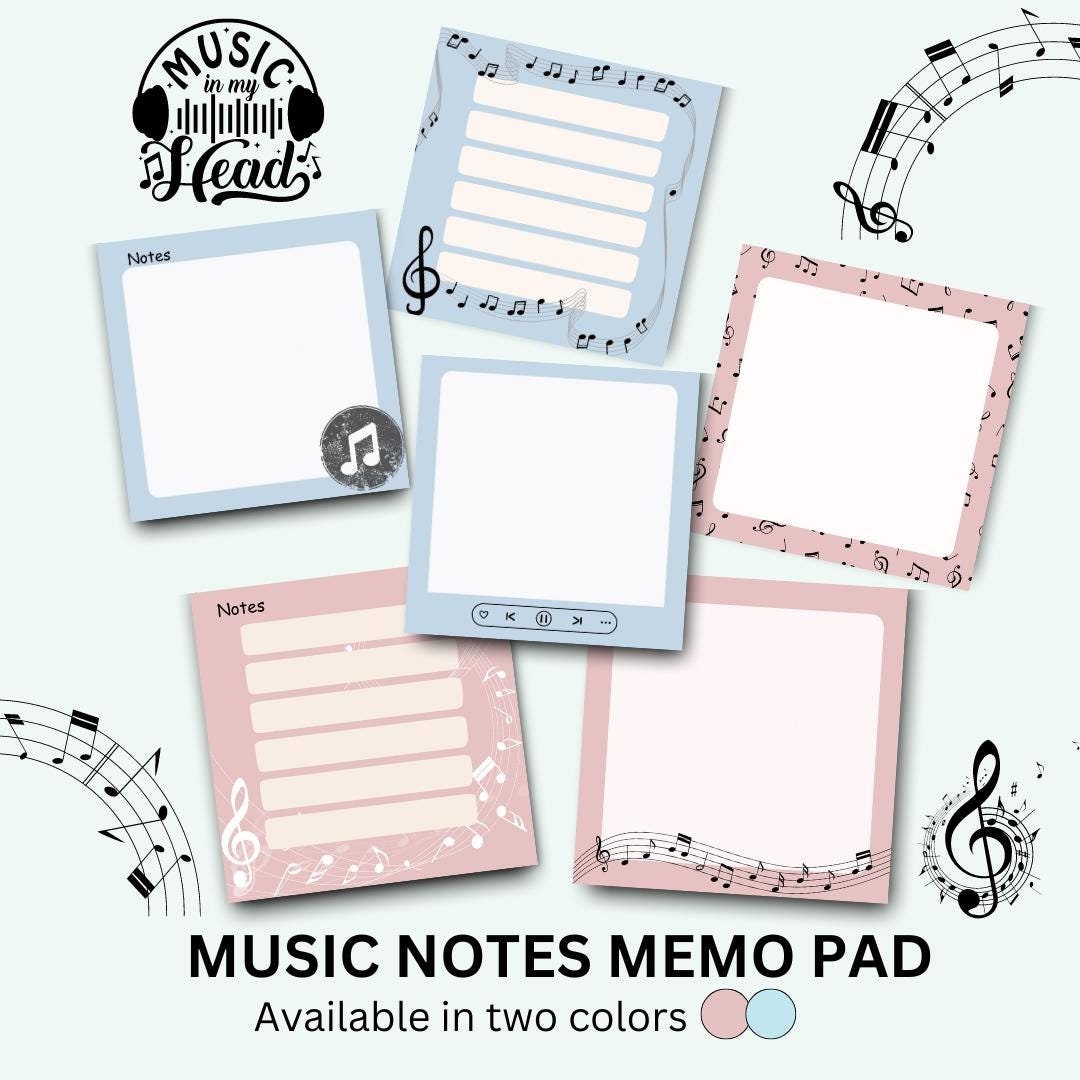 Music Memo Pad, Music Notepad, Printable Memo Pad, Fashion Memo Pad ...