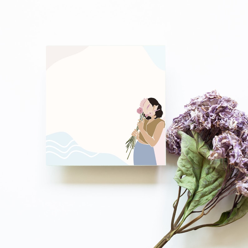 Floral Memo Pad, Printable Notepad, Square Notepad, Flower Girl Memo ...