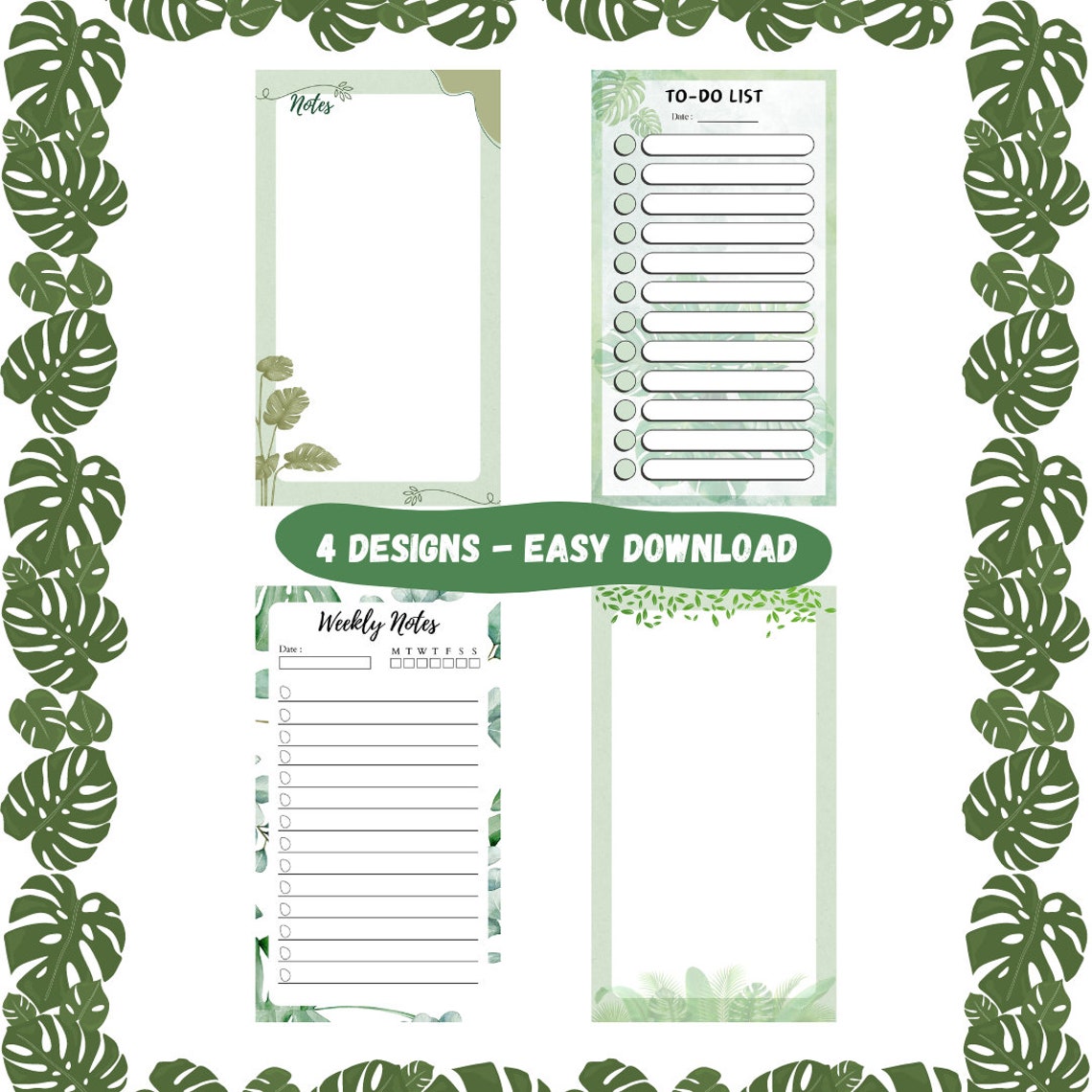 Plants Inspired Notepad, Printable Notepad, Monstera Notepad, Calming ...