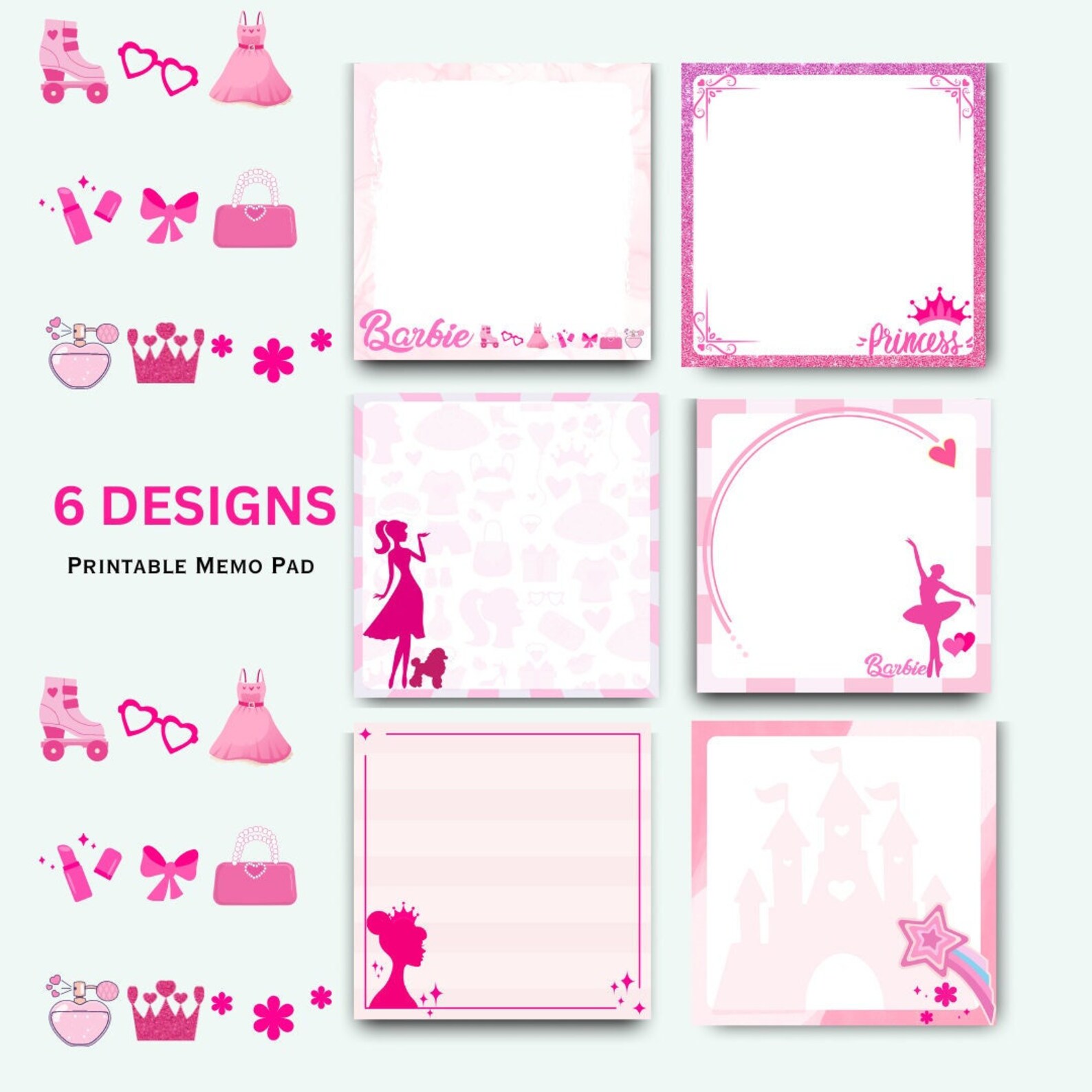 Barbie Memo Pad, Barbie Notepad, Printable Memo Pad, Barbie Notepad ...