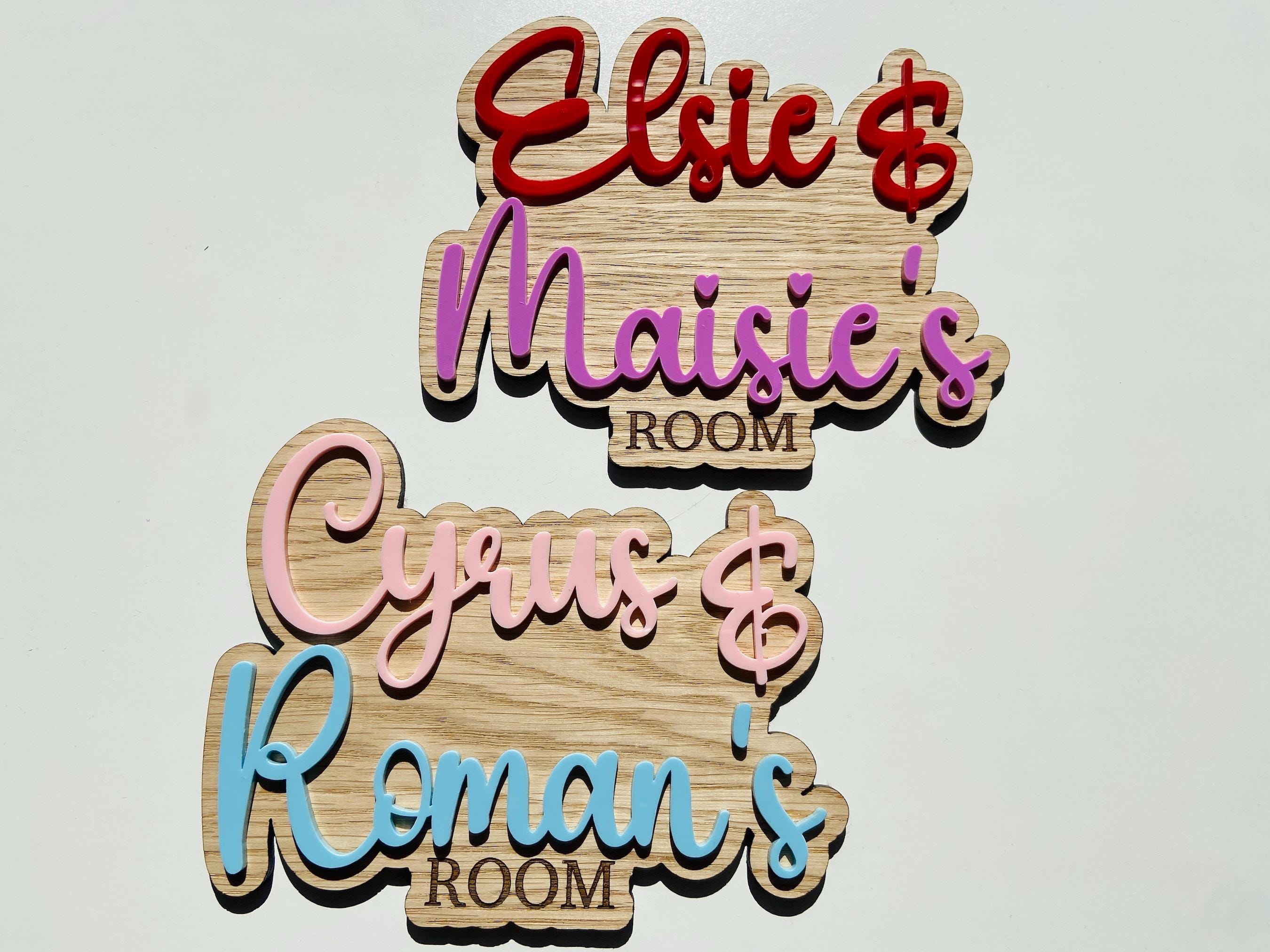 Personalised Siblings Name Bedroom Sign With 2 Colours, Door Plaque for ...