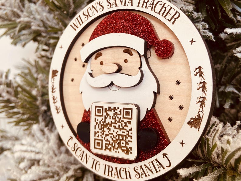 Personalised Santa Tracker Christmas Tree Ornament, Scan to Track Santa ...