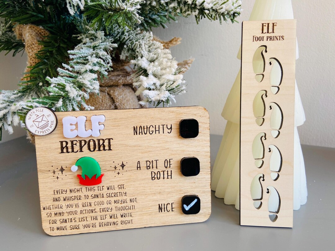 Elf Report Sign With Footprints Stencil, Elf Board, Dry Erase Sign ...