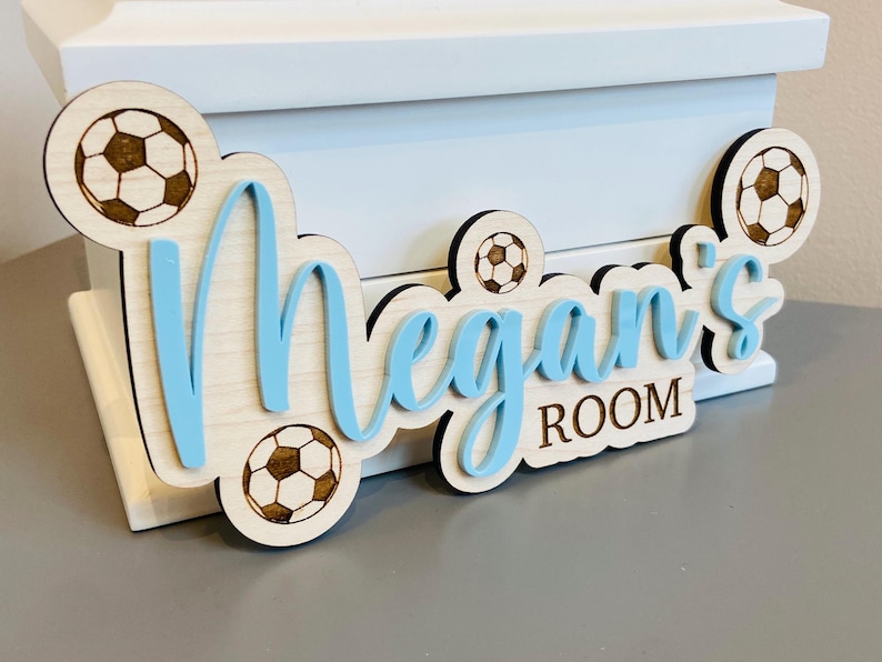 Personalised Football Bedroom Sign, Kids Soccer Sign for Bedroom, Wood ...