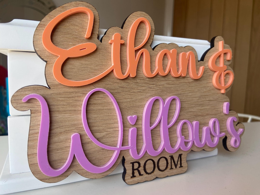 Personalised Siblings Name Bedroom Sign With 2 Colours, Door Plaque for ...