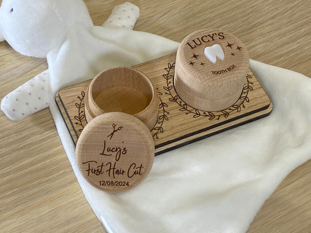 Babies First Tooth and Curl Set, Haircut Keepsake Box, Tooth Fairy Box ...