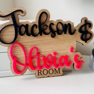 Personalised Siblings Name Bedroom Sign With 2 Colours, Door Plaque for ...