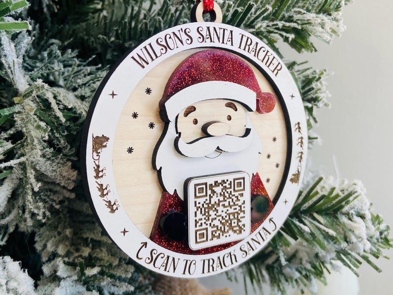 Personalised Santa Tracker Christmas Tree Ornament, Scan to Track Santa ...