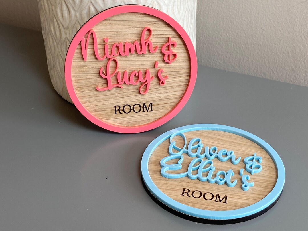 Personalised Siblings Bedroom Name Sign 15cm, Door Plaque for Twins ...