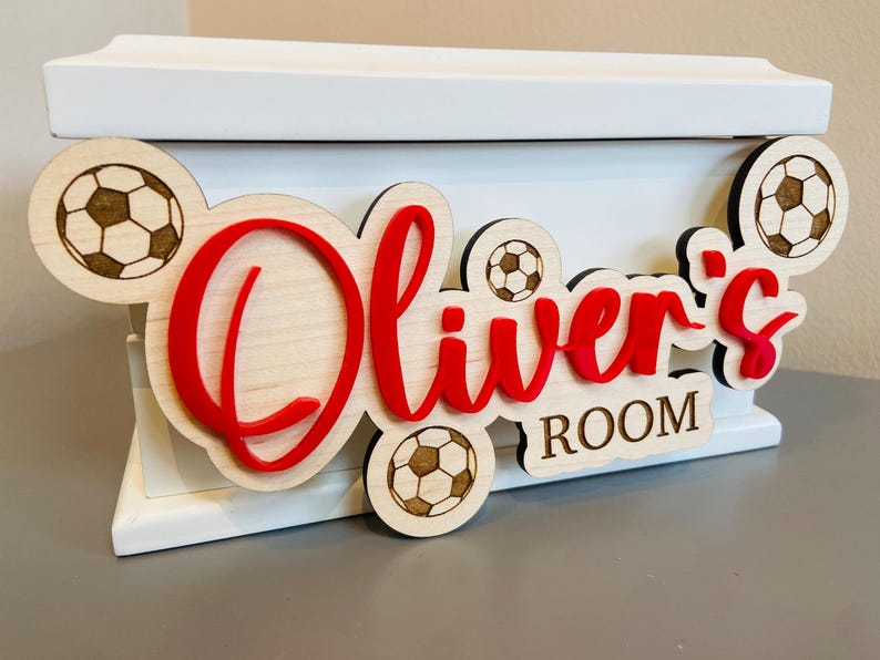 Personalised Football Bedroom Sign, Kids Soccer Sign for Bedroom, Wood ...