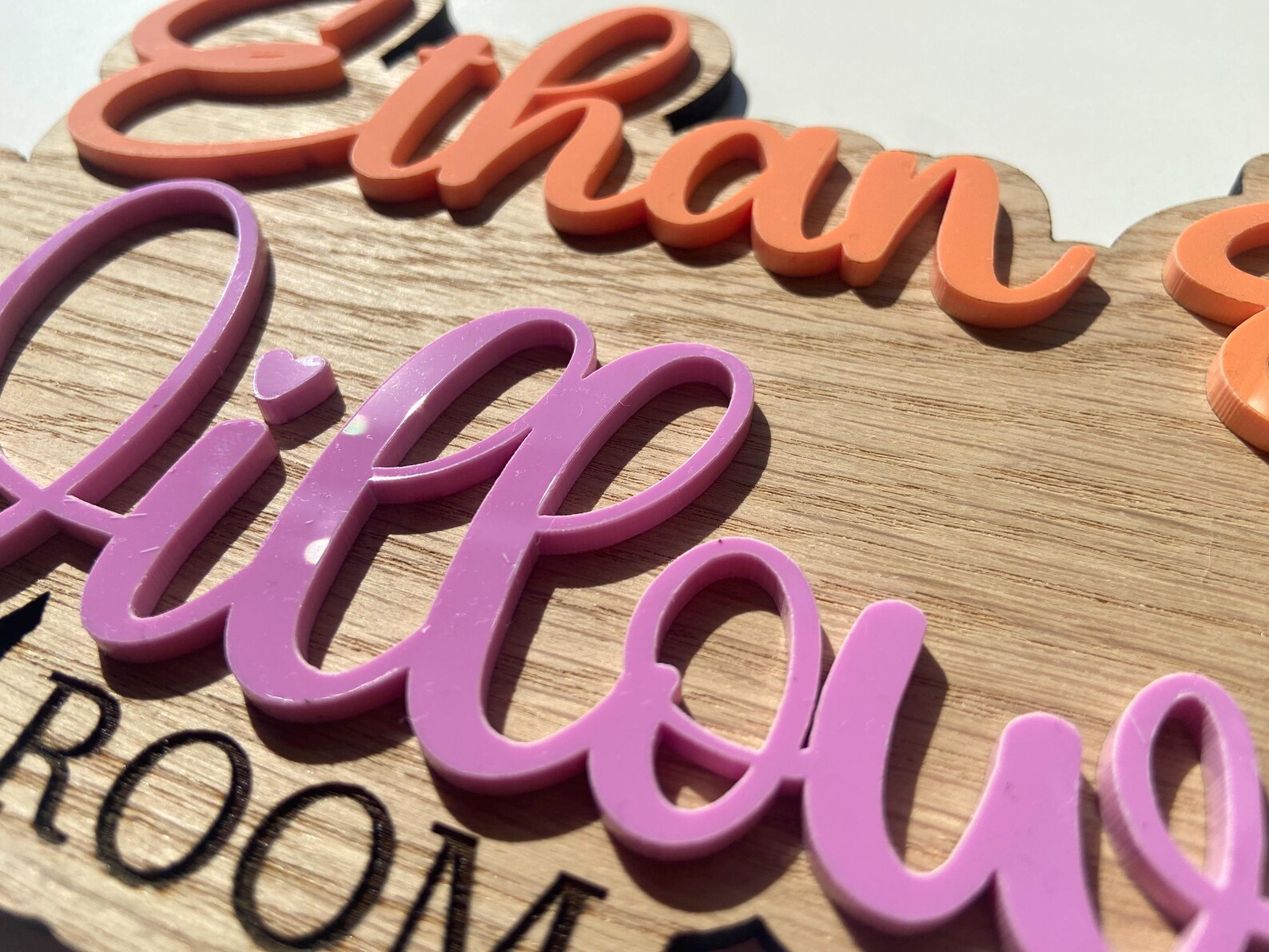 Personalised Siblings Name Bedroom Sign With 2 Colours, Door Plaque for ...