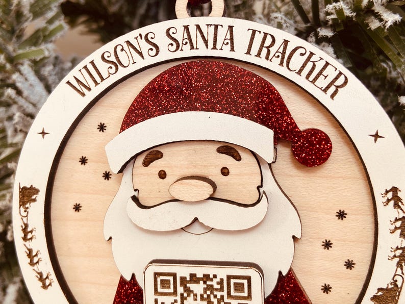 Personalised Santa Tracker Christmas Tree Ornament, Scan to Track Santa ...