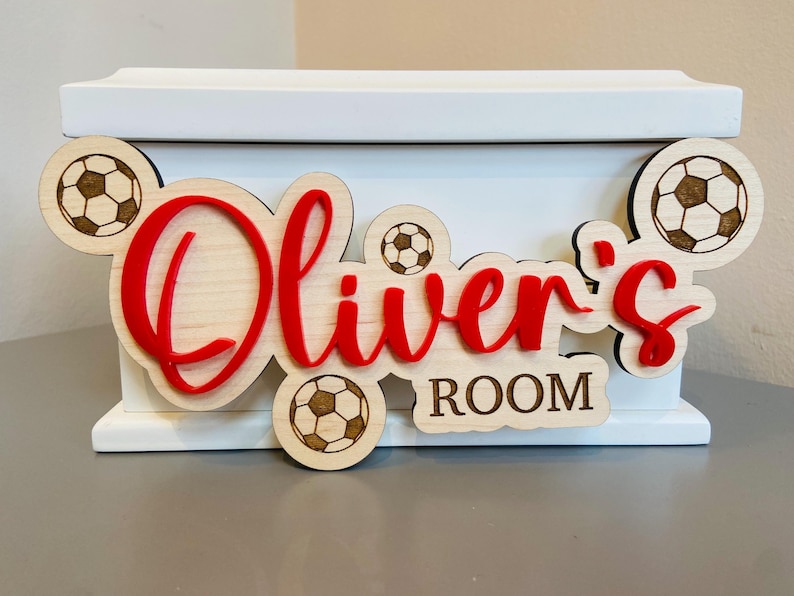 Personalised Football Bedroom Sign, Kids Soccer Sign for Bedroom, Wood ...