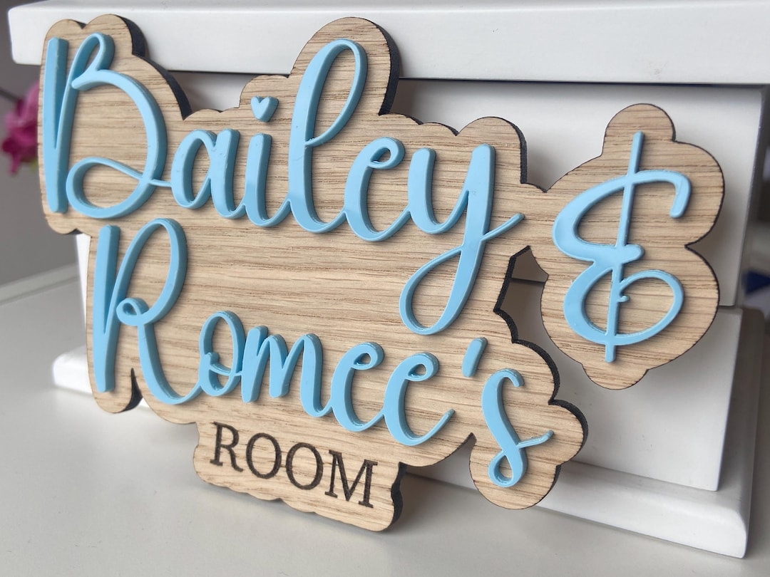 Personalised Siblings Name Bedroom Sign, Door Plaque for Twins, Kids ...