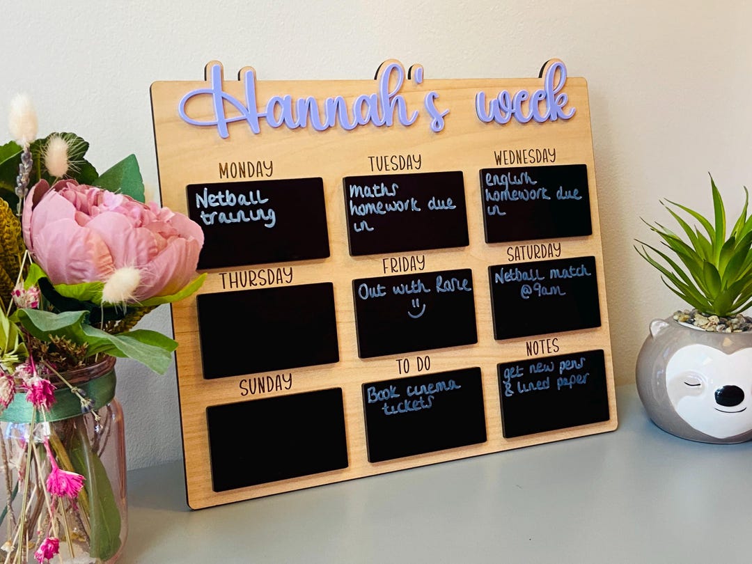Personalised Weekly Planner With Wood and Acrylic, Weekly Organiser ...