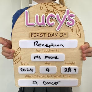 First / Last Day of School Sign, Personalised Reusable Memory Photo ...