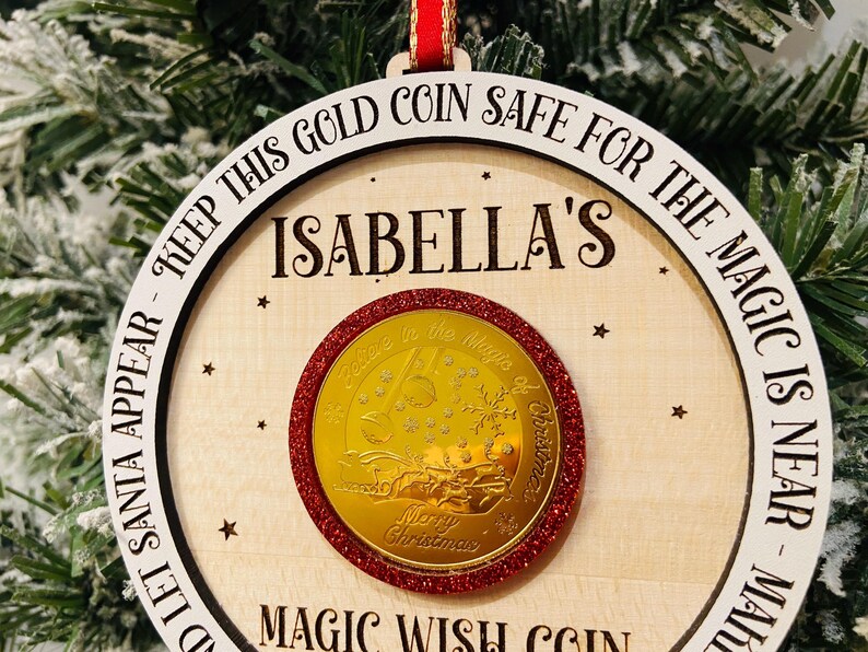 Personalised Santa Magic Wishing Coin and Holder, Santa Clause Wishing ...