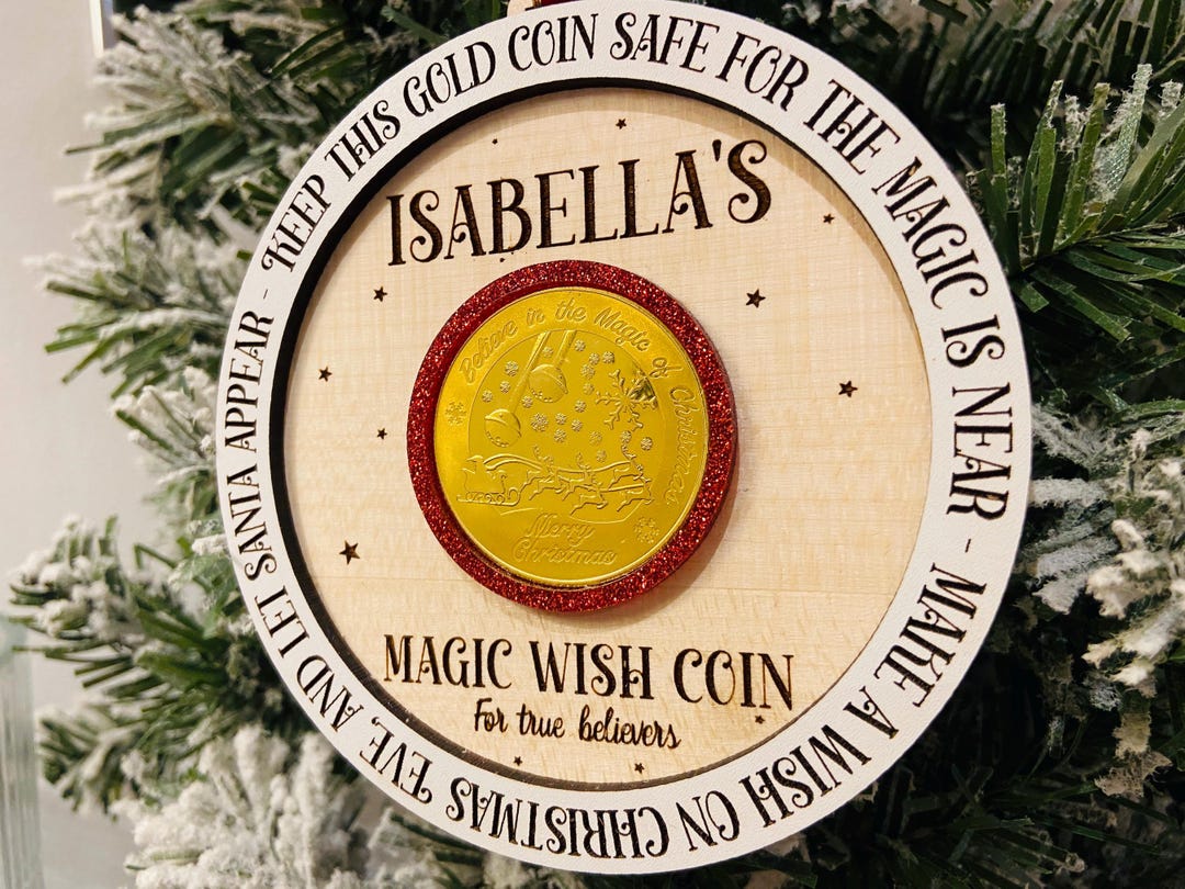 Personalised Santa Magic Wishing Coin and Holder, Santa Clause Wishing ...