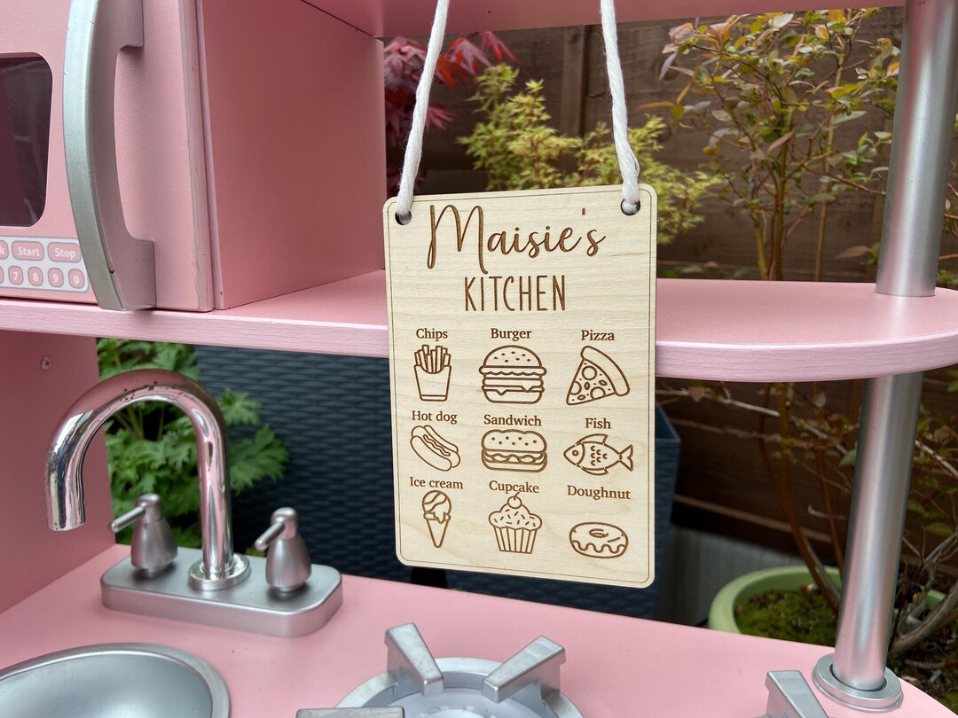 Personalised Toy Kitchen Menu Sign, Child's Toy Cafe Pretend Play Menu ...