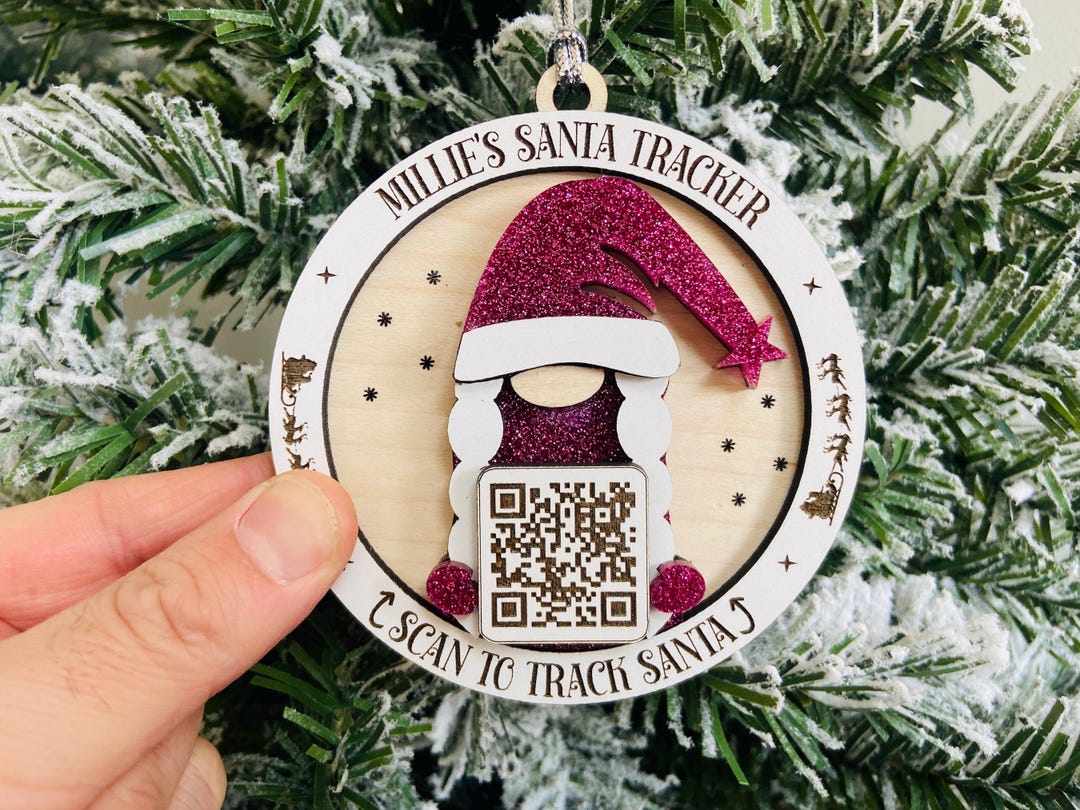 Personalised Girl Gnome Santa Tracker Christmas Ornament, Scan to Track ...